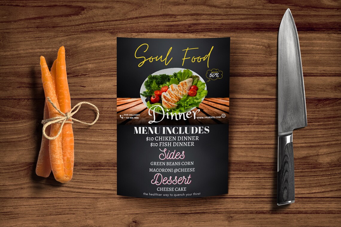 Soul Food Menu Flyer Template, Food Dinner Fundraising Flyer ...