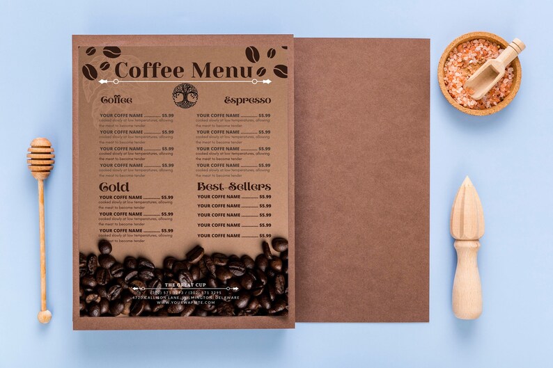 Editable Coffee Menu Template, Printable DIY Cafe Menu Template ...