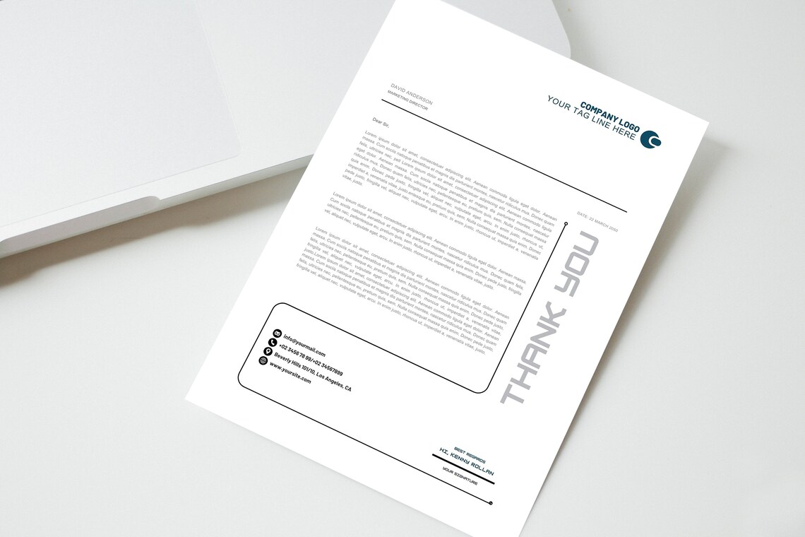 Minimalist & Modern Letterhead Template, Editable Printable ...