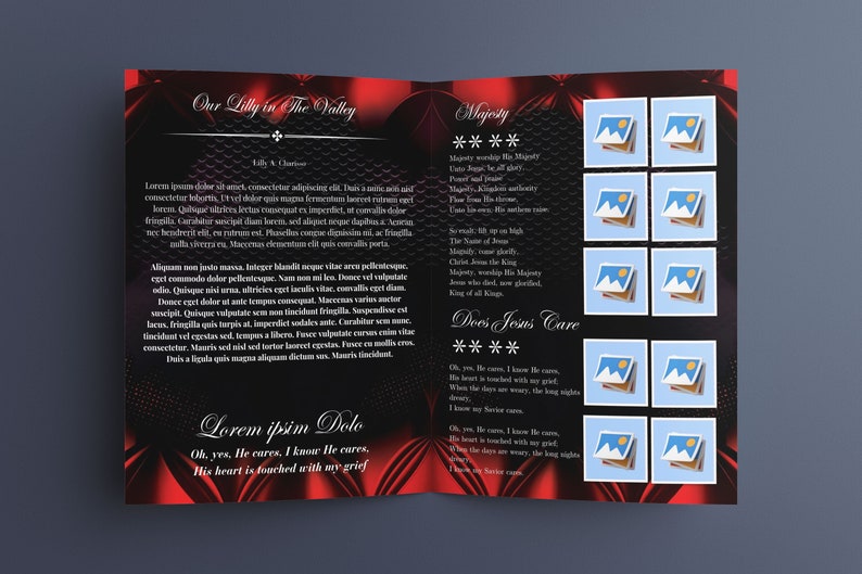 8 Page Luxury Black Funeral Memorial Booklet Template |elegant Style ...