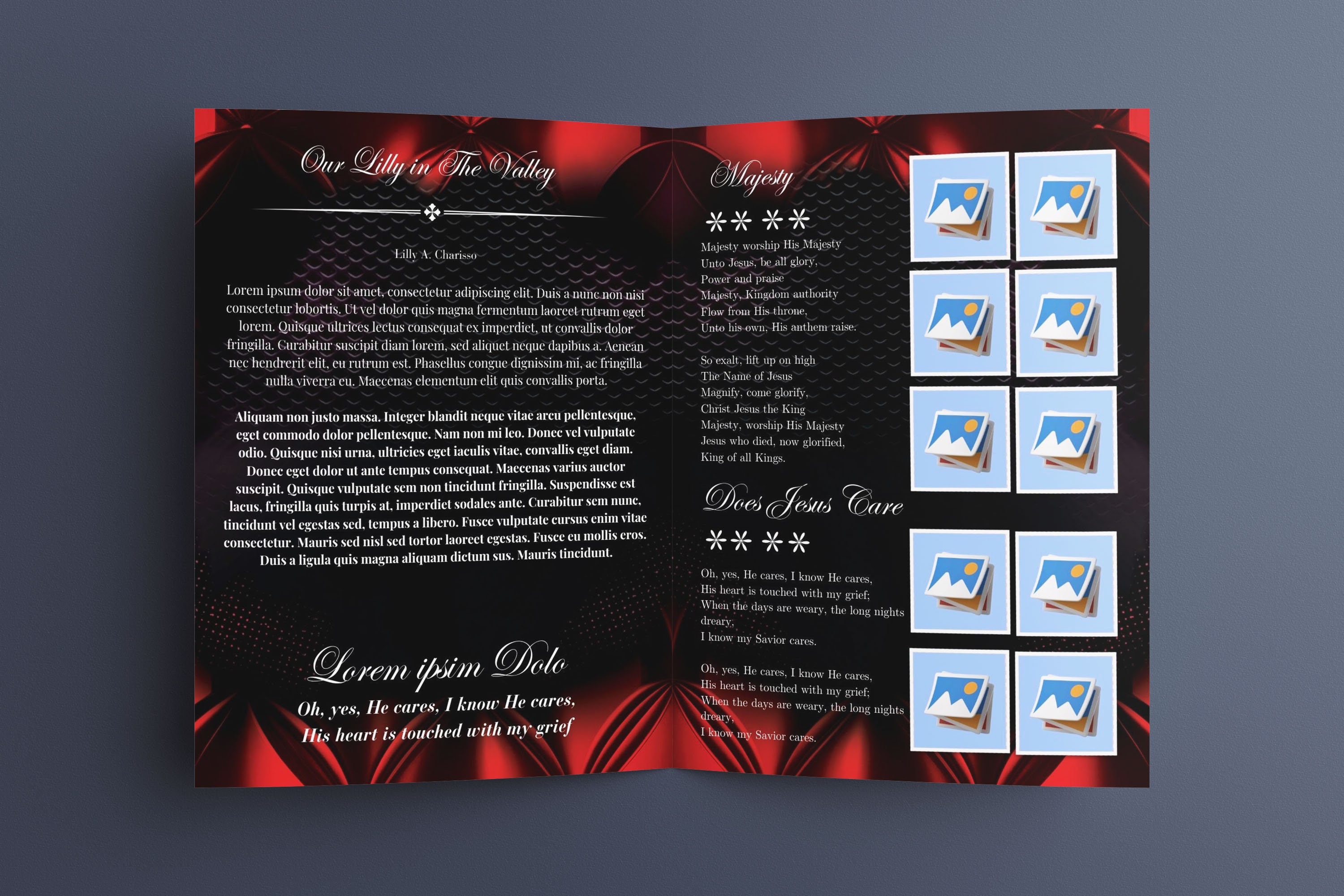 8 Page Luxury Black Funeral Memorial Booklet Template elegant Style ...