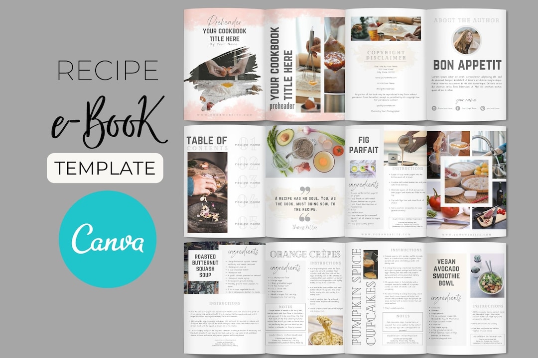 Cookbook Canva Template Canva Recipe Book Template Editable Recipe