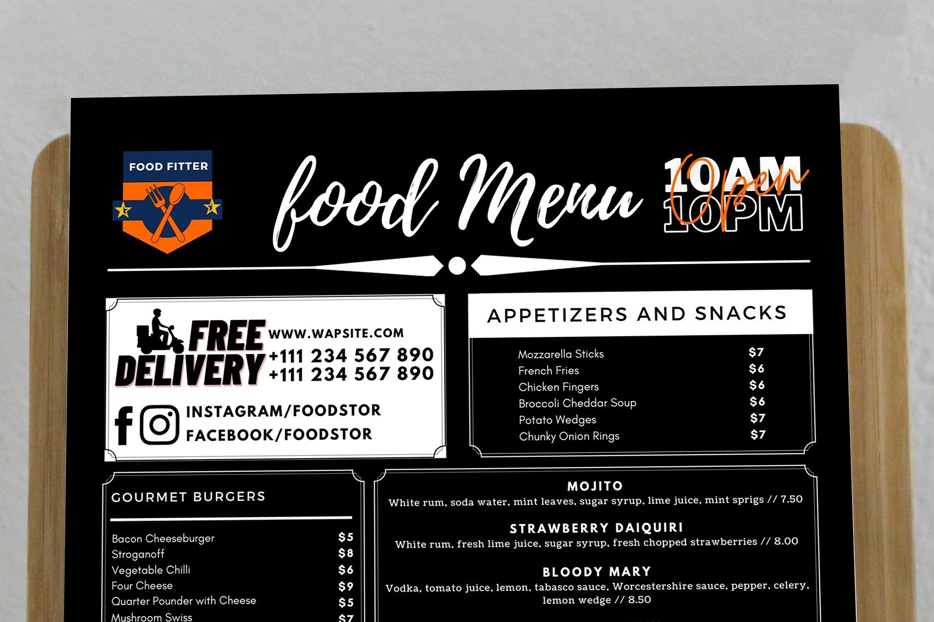 Food Menu Flyer, Food Menu Flyer Template - Etsy