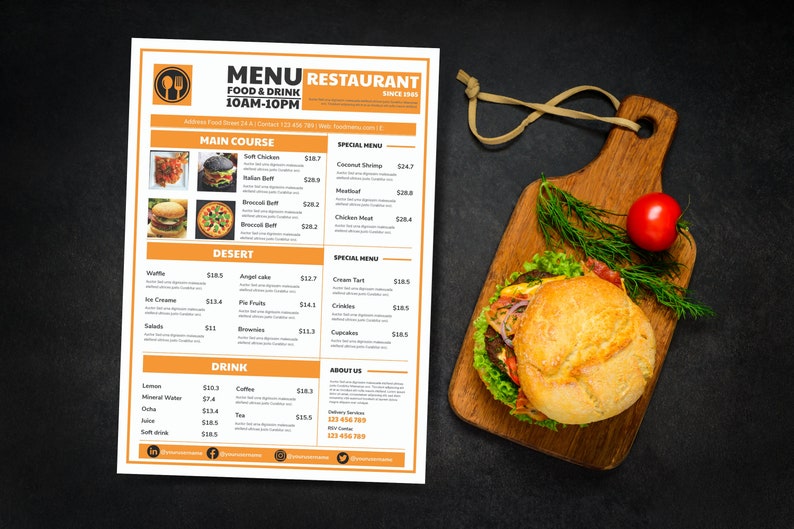 Food Menu, Restaurant Food Menu, Food Menu Template, Fast Food Menu,bar ...