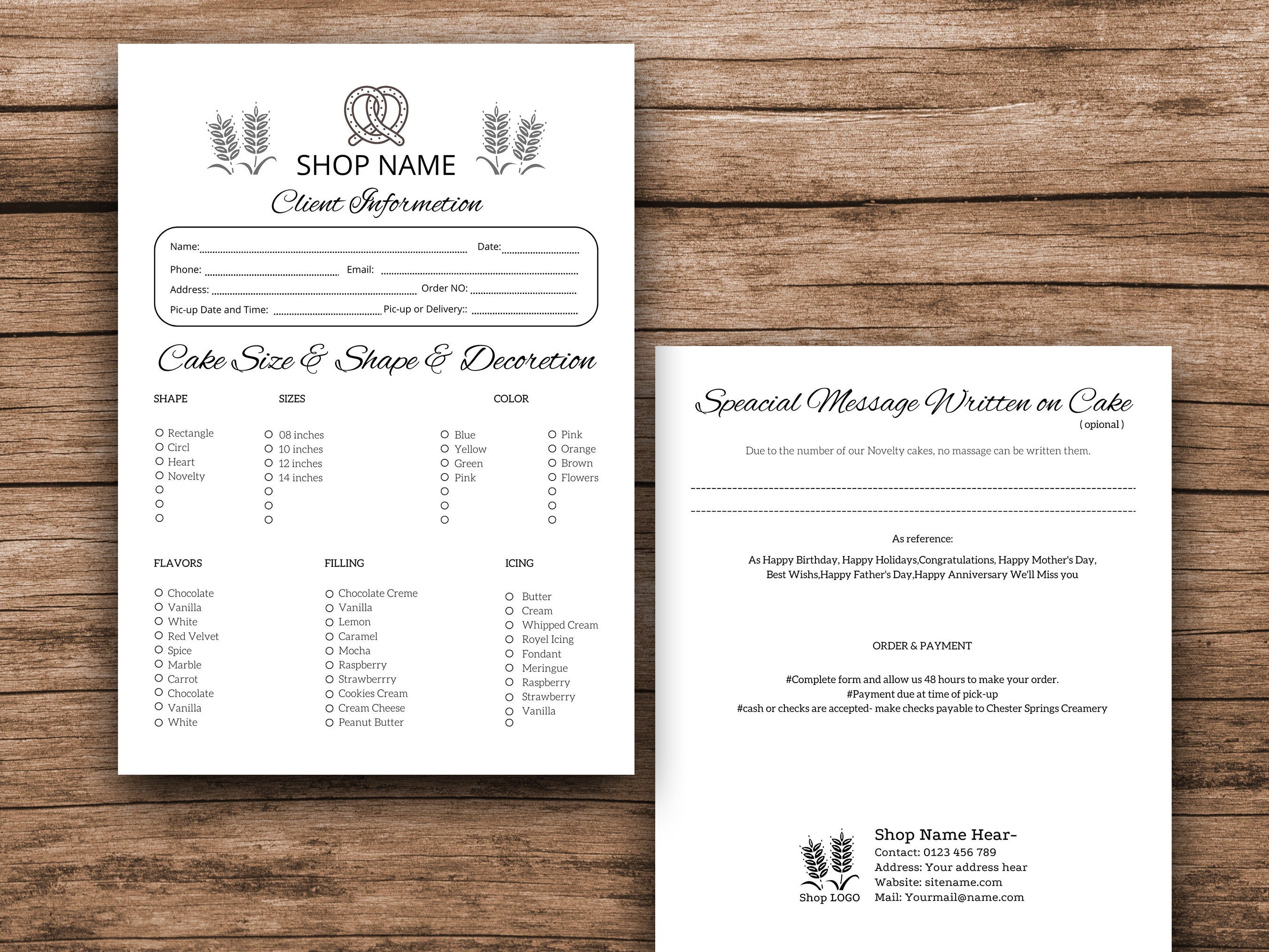 Editable Cake Order Form Template, Canva Order Form, Bakery Order Form ...