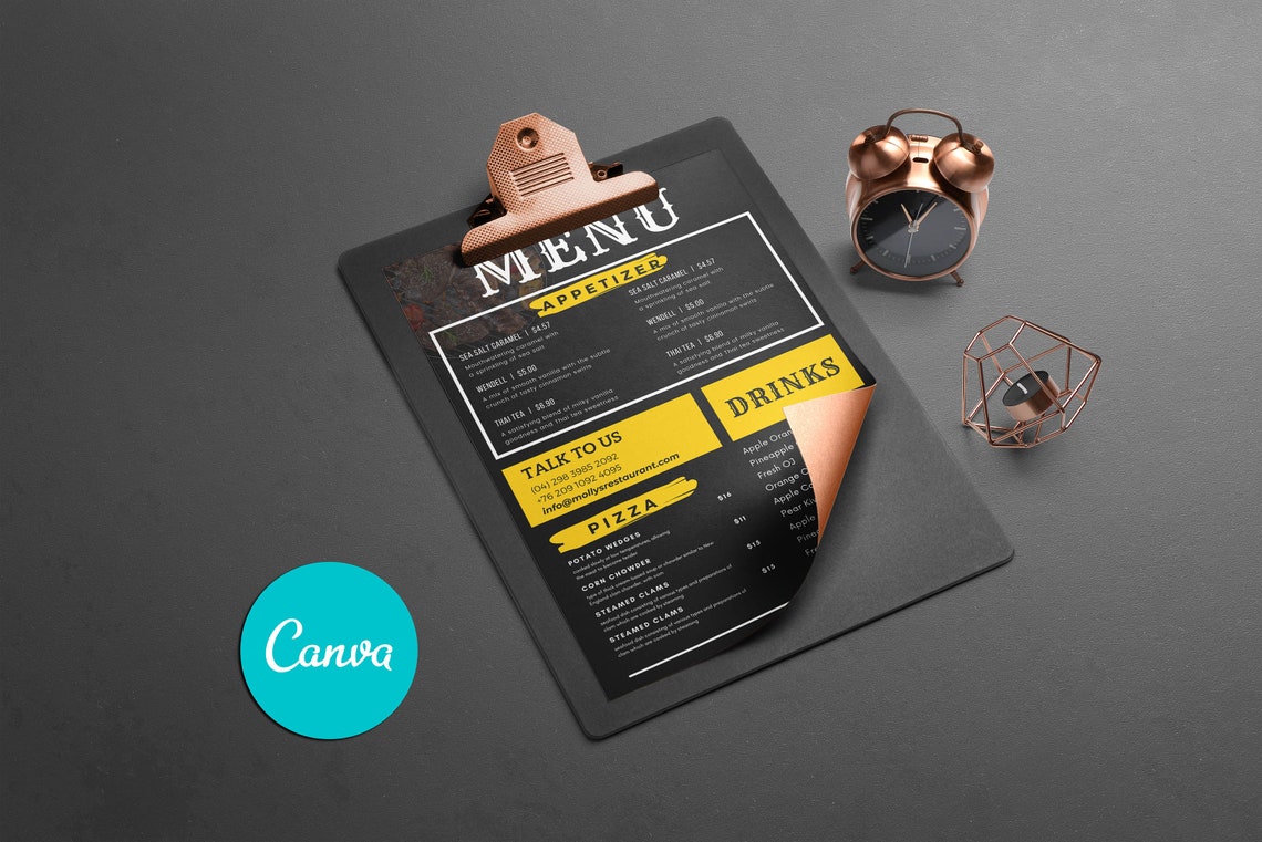 Restaurant Menu Two Sided Food Menu Template, Food Menu Template for ...