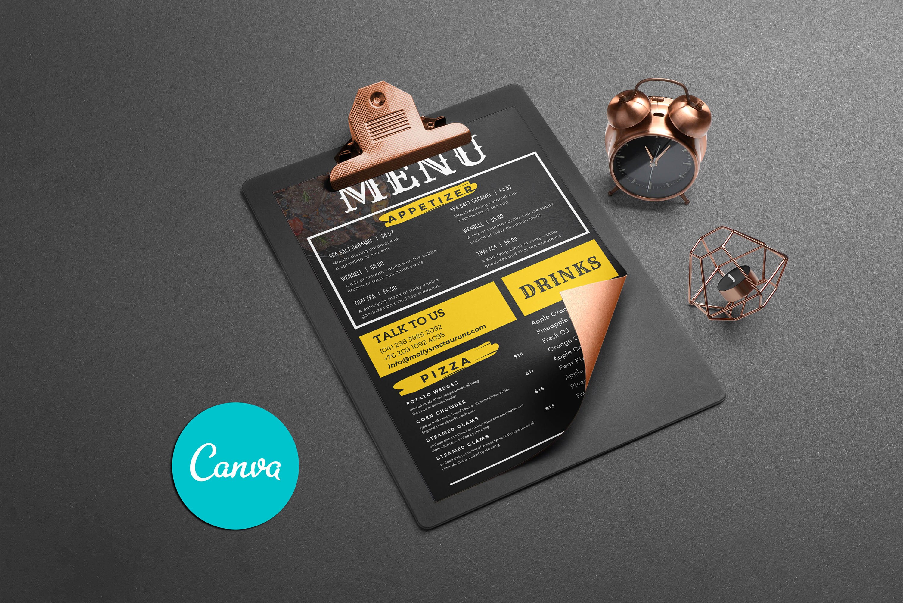 Restaurant Menu Two Sided Food Menu Template, Food Menu Template for ...