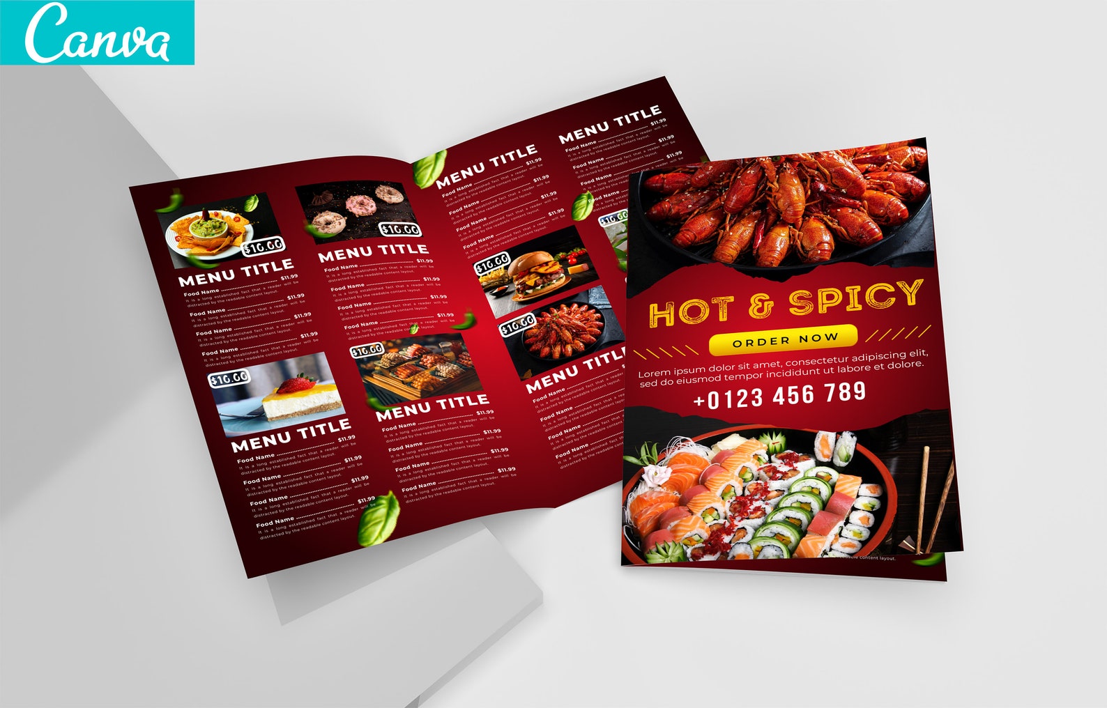 Food Menu and Restaurant Bifold Brochure Template, Food Menu Trifold ...