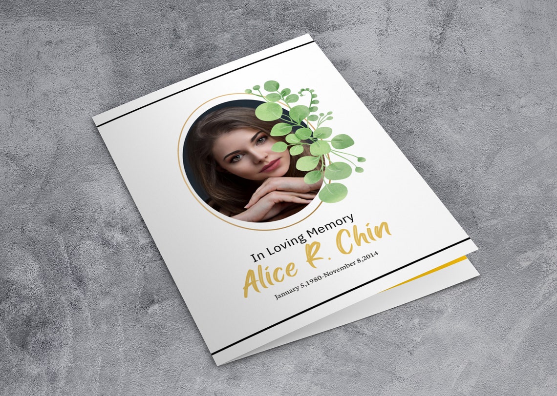 Editable Memorial Service Template, Funeral Program Template, Floral ...