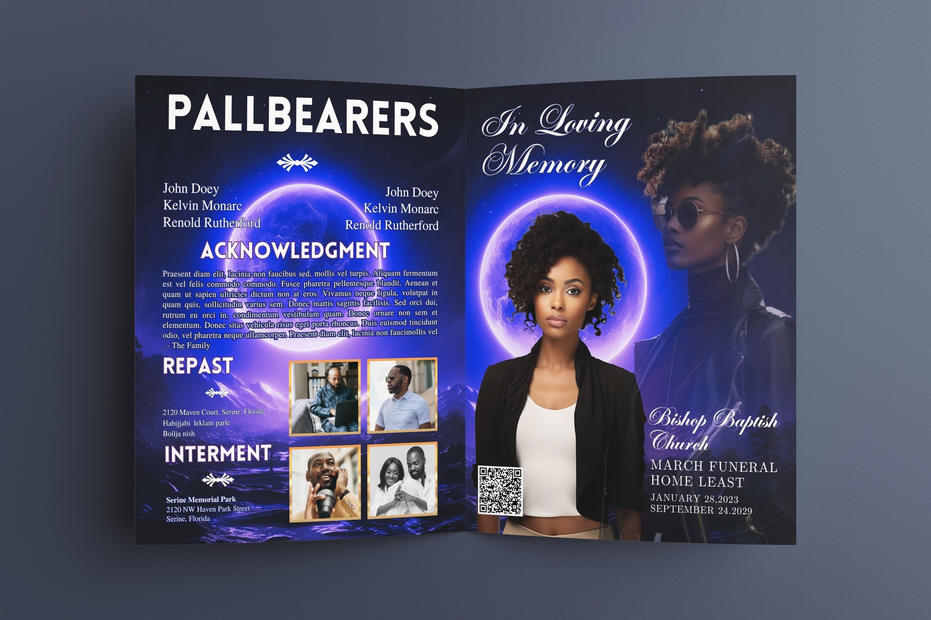 Editable 8-page Blue Theme Funeral Program DIY Printable - Etsy