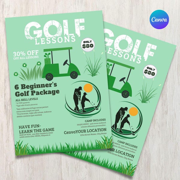 Golf Tournament Flyer Template, Golf Flyer Template CANVA, Golf Event ...