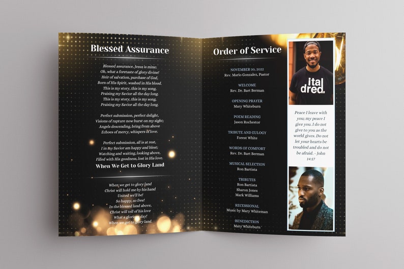 8 Page Elegant Magazine Style Funeral Program Canva Template, 8 Page ...