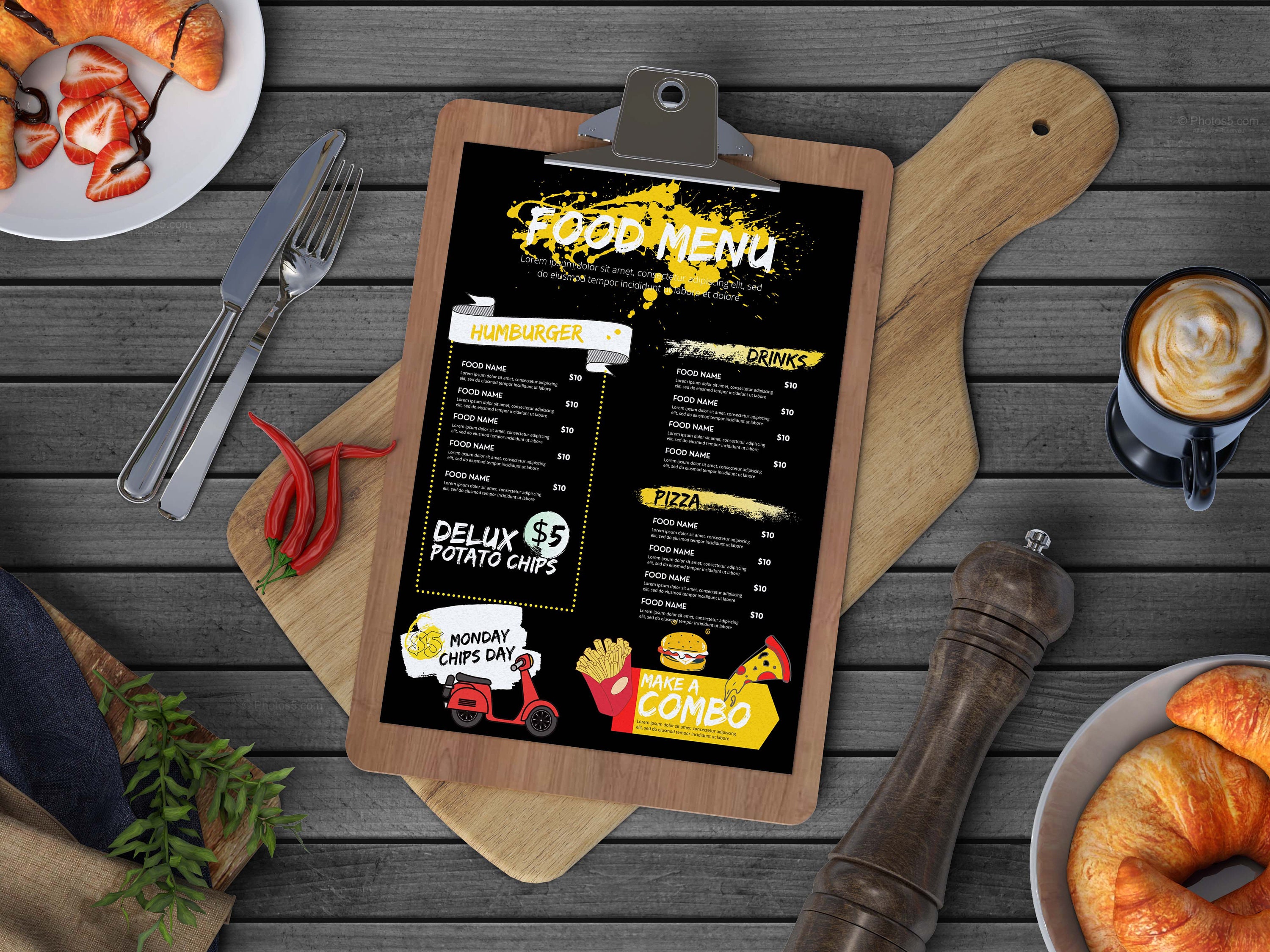 Easy Editable Canva Food Menu Template for Restaurant and Bar - Etsy