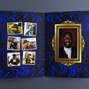 8 Page Blue Funeral Program Template, Canva Funeral Booklet Template ...