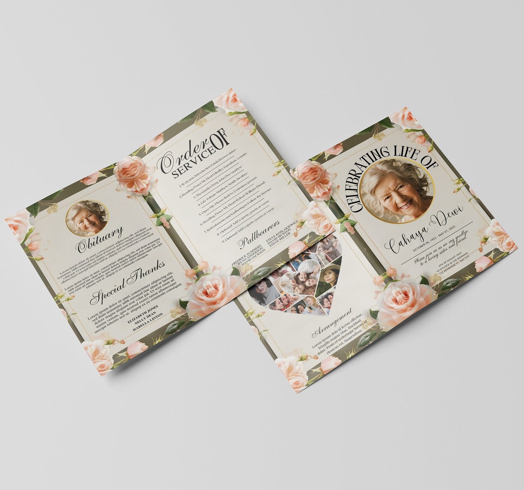 Editable Funeral Program Template, Memorial Service Template ...