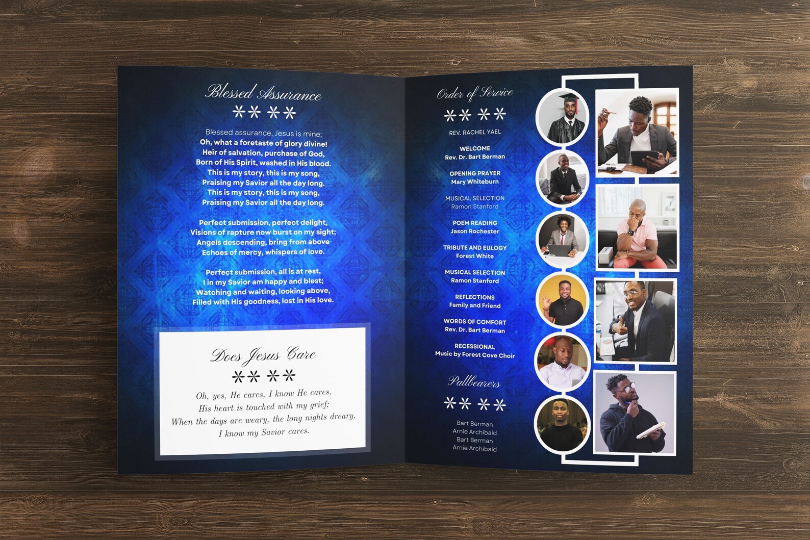 8 Page Blue Funeral Program Template Canva Funeral Template - Etsy