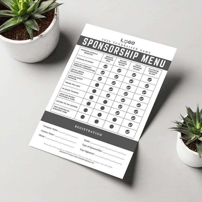 Golf Event Sponsorship Menu, Golf Event Sponsorship Form, Editable ...