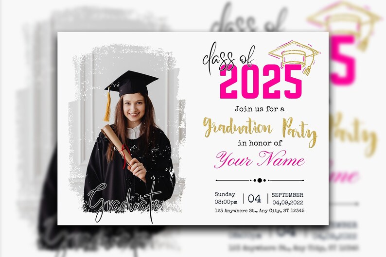 Graduation Invitation Graduation Announcement Template Photo Invitation ...