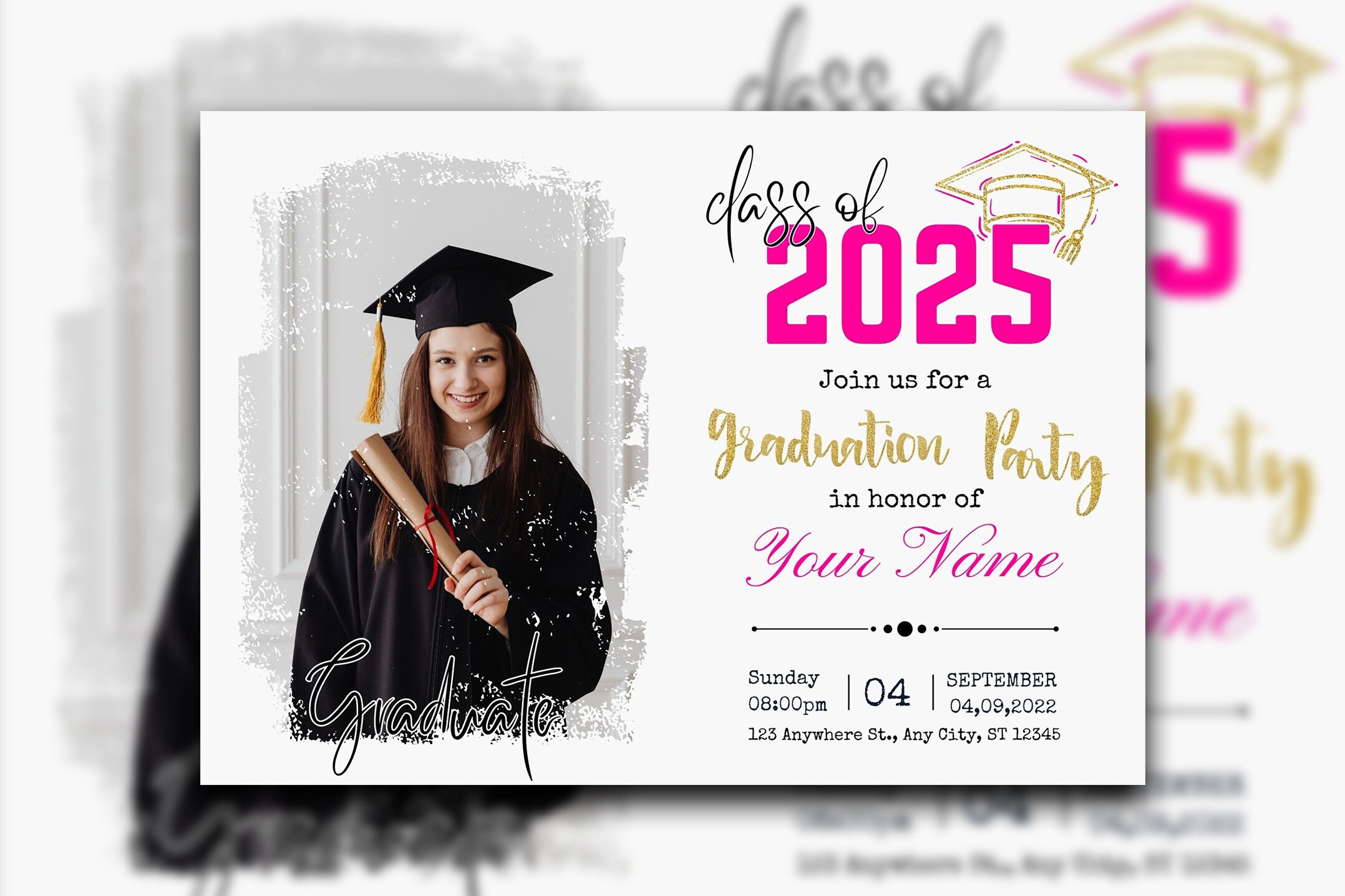Graduation Invitation Graduation Announcement Template Photo Invitation ...