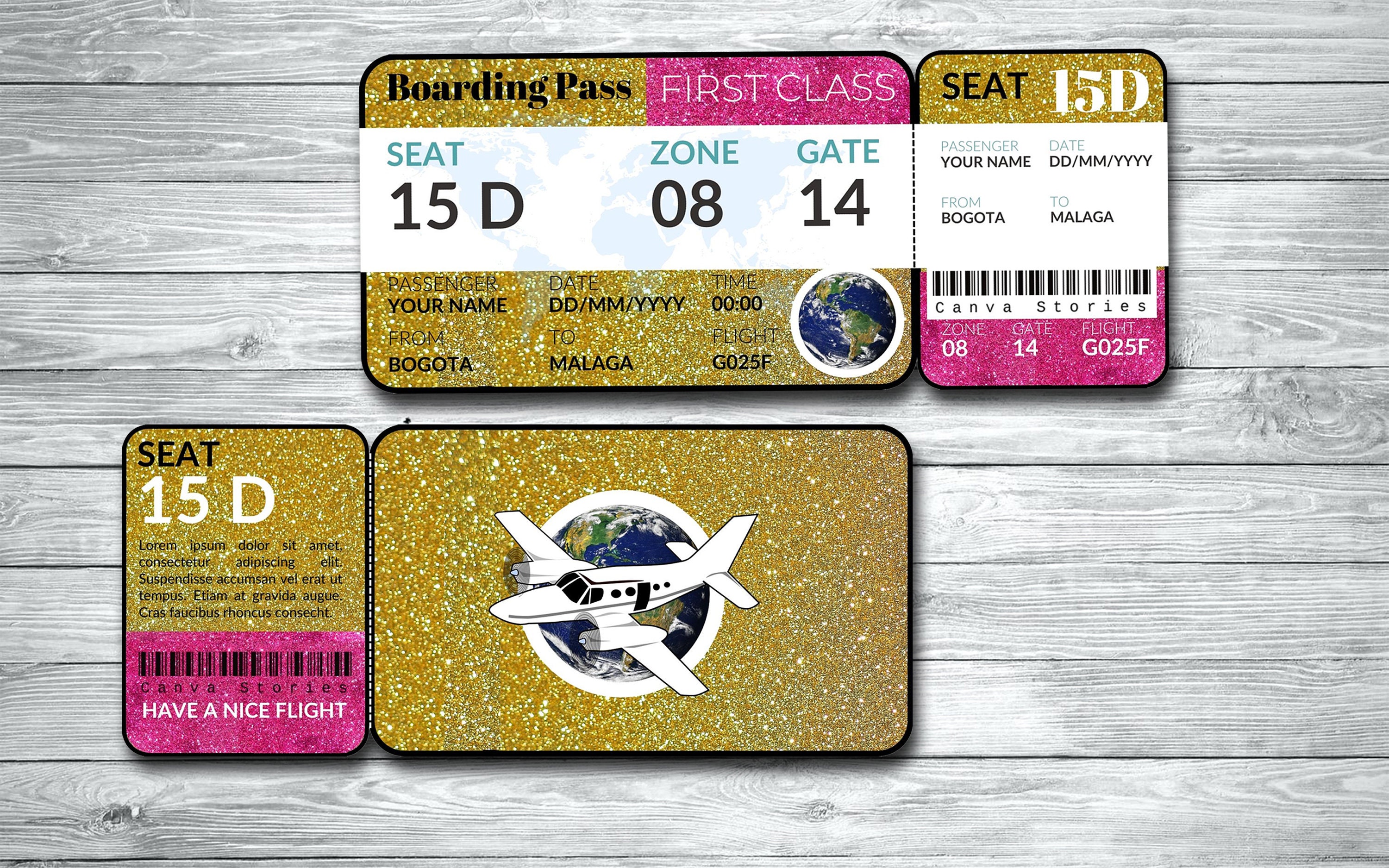Editable Boarding Pass Template, Printable Airline Ticket Canva ...