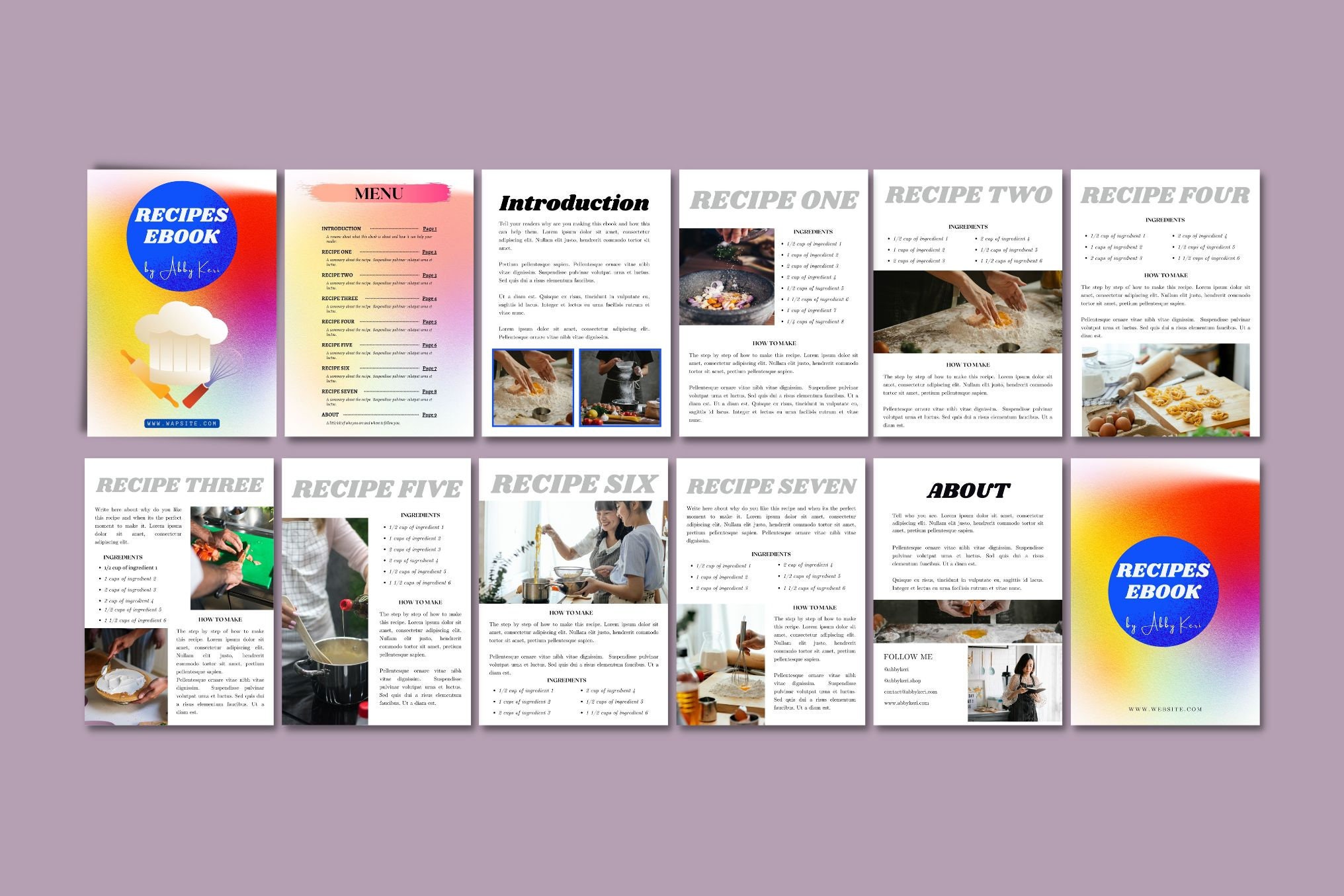 Editable Cookbook and Recipe Template Canva, Cookbook Template ...