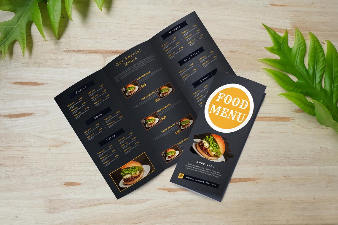 Trifold Menu Template Editable Food Menu Template Bakery Menu ...