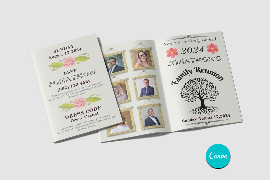 Funeral Program Template for Man Canva, Family Reunion Invitation ...