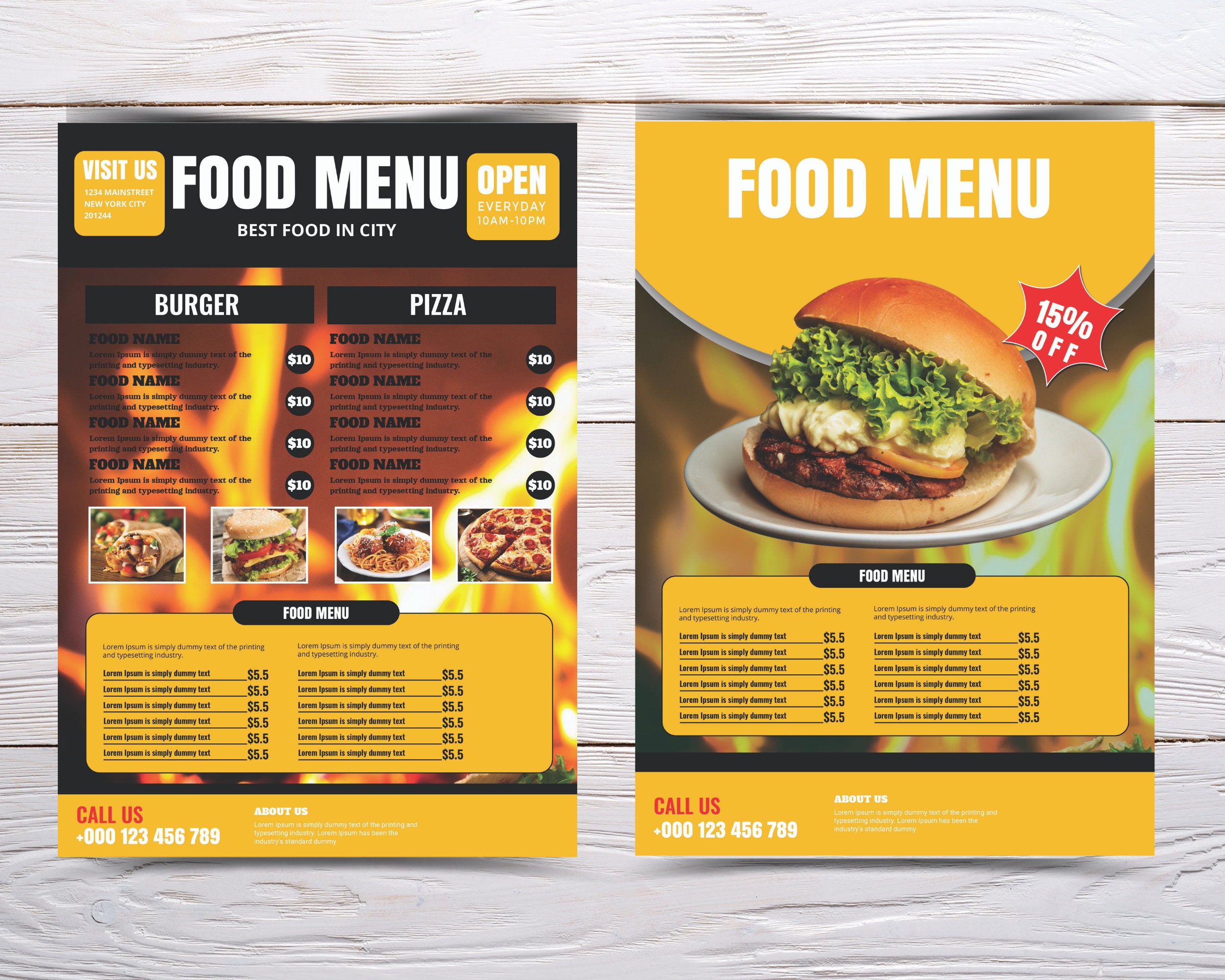 Hot and Delicious Editable Food Menu Template for Hotels and Bar - Etsy