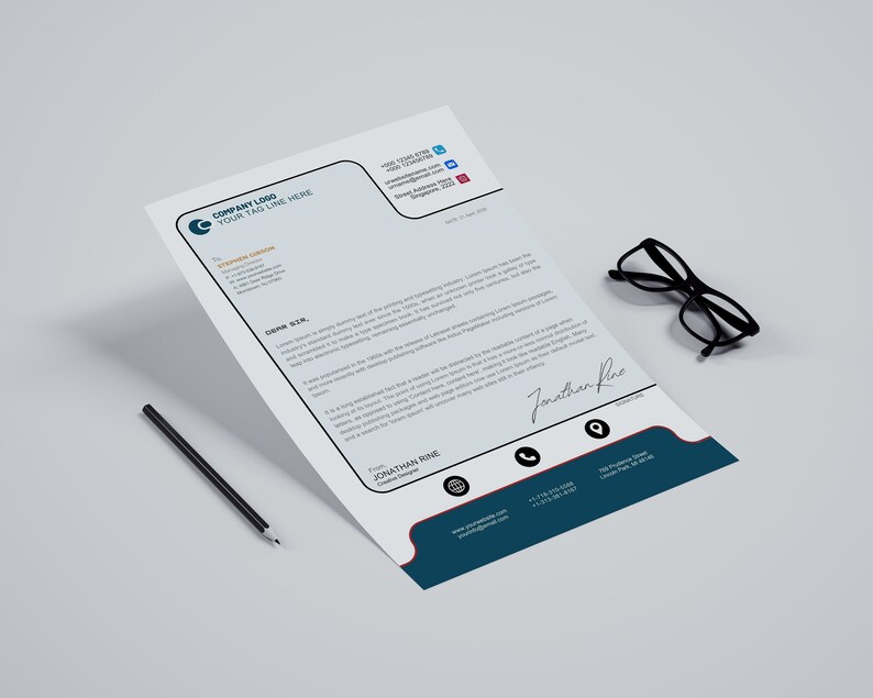 Modern Letterhead Template, Printable Letterhead Template, Editable ...
