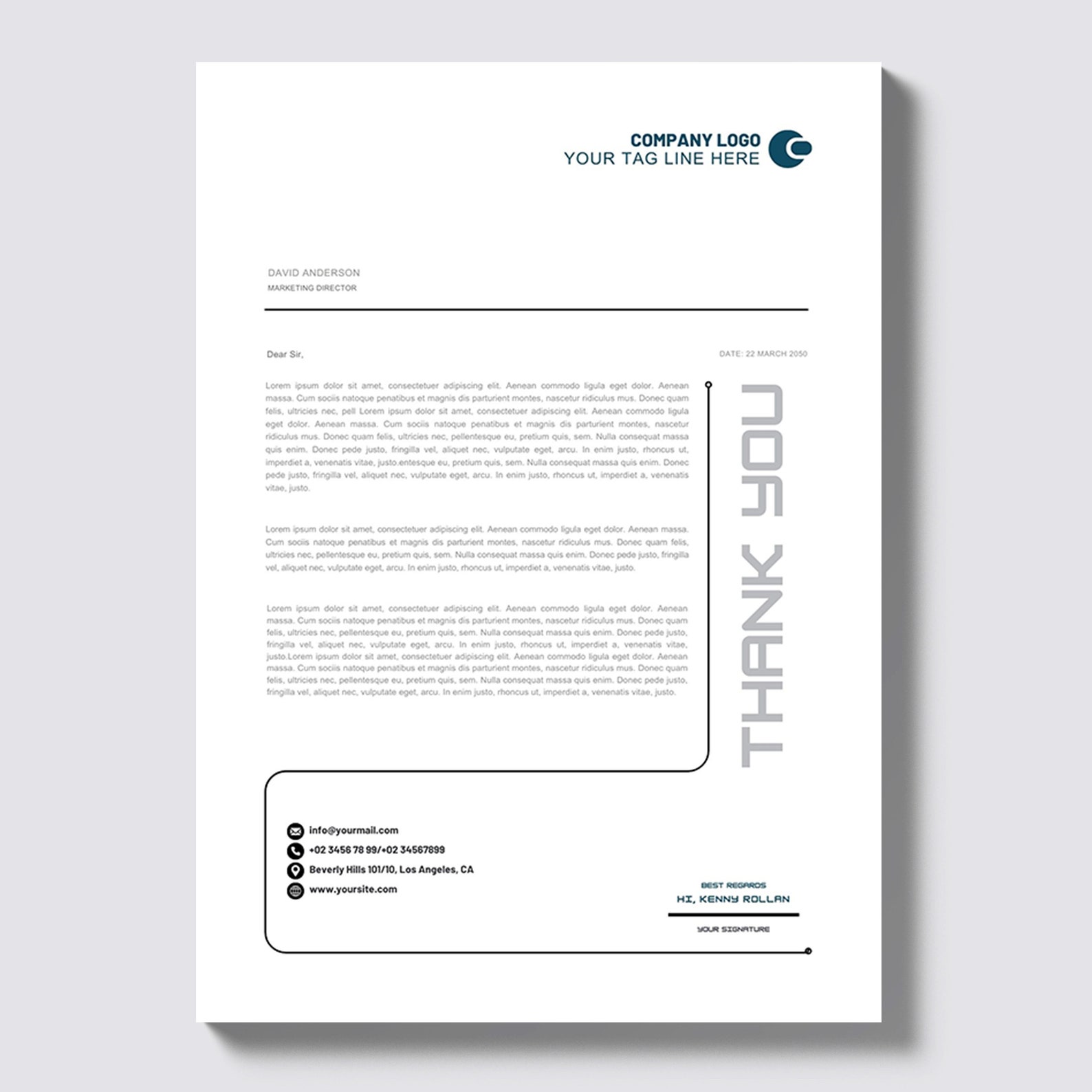 Minimalist & Modern Letterhead Template, Editable Printable ...