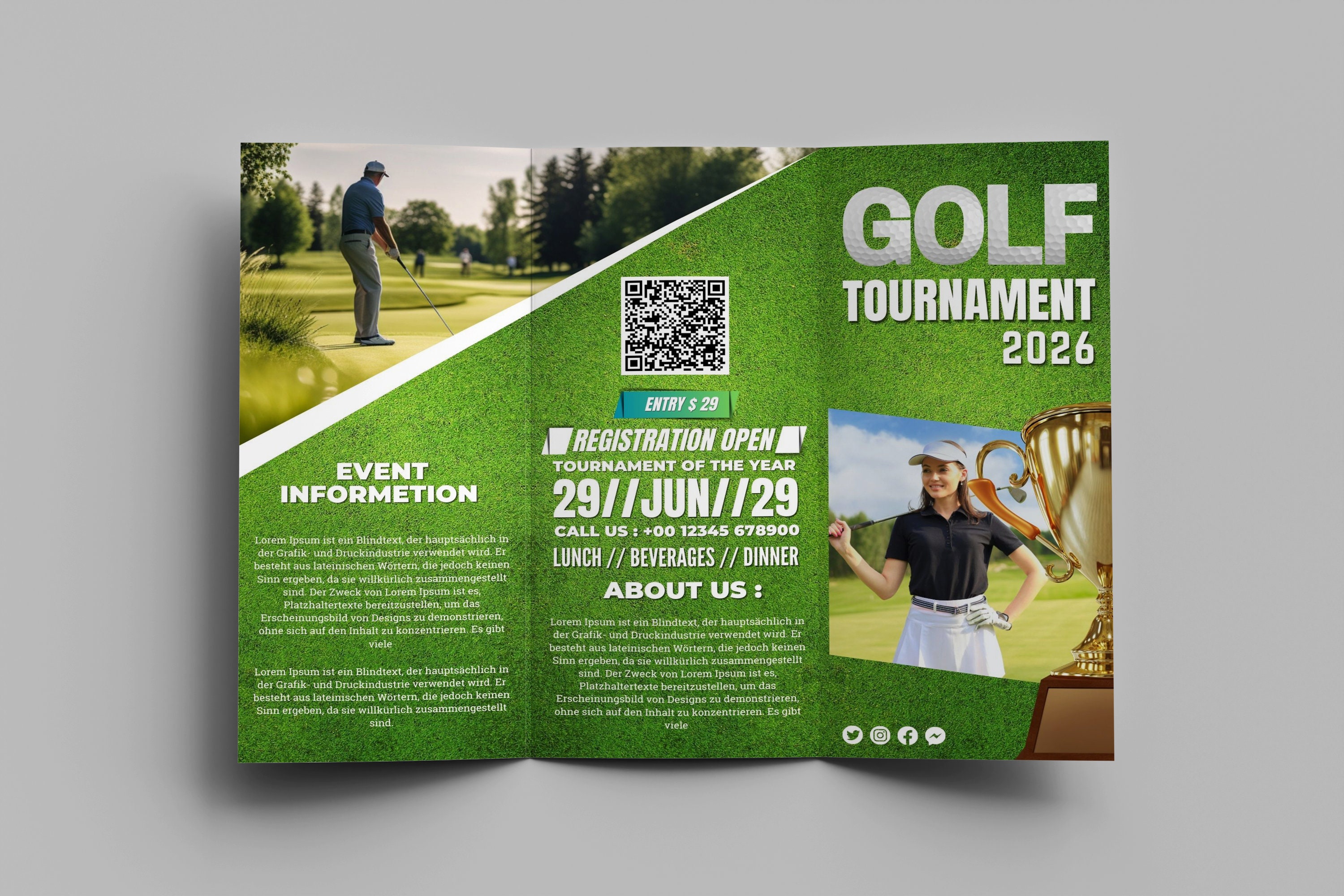 Golf Tournament Trifold Brochure Template, Golf Competitions - Etsy