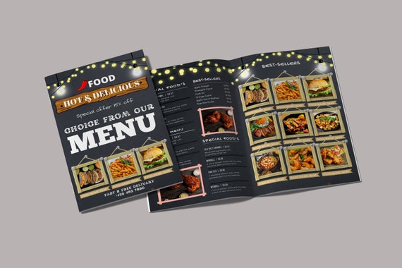 Restaurant Fast Food Menu Bifold Brochure Template Restaurant - Etsy