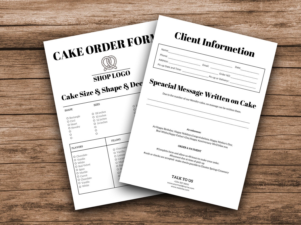 Editable Order Form Template, Cake Order Form Template Editable ...