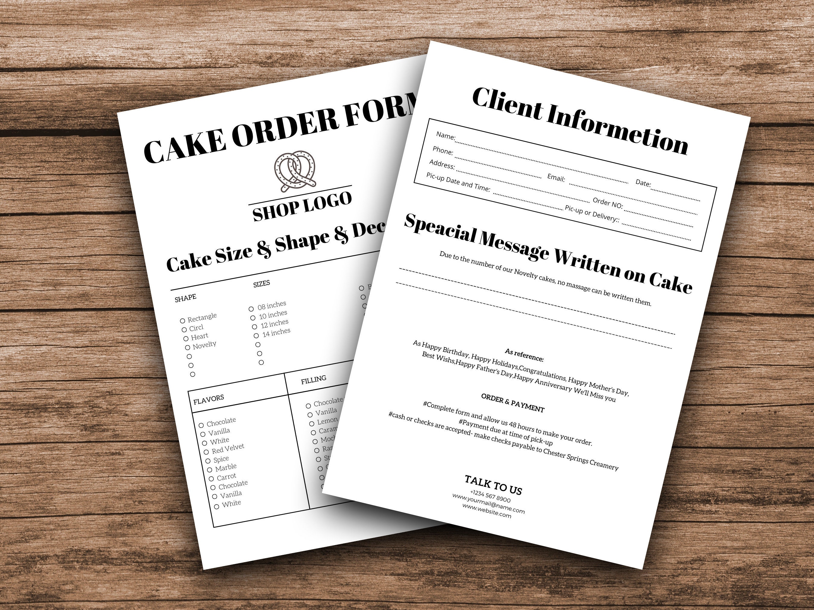 Editable Order Form Template, Cake Order Form Template Editable ...