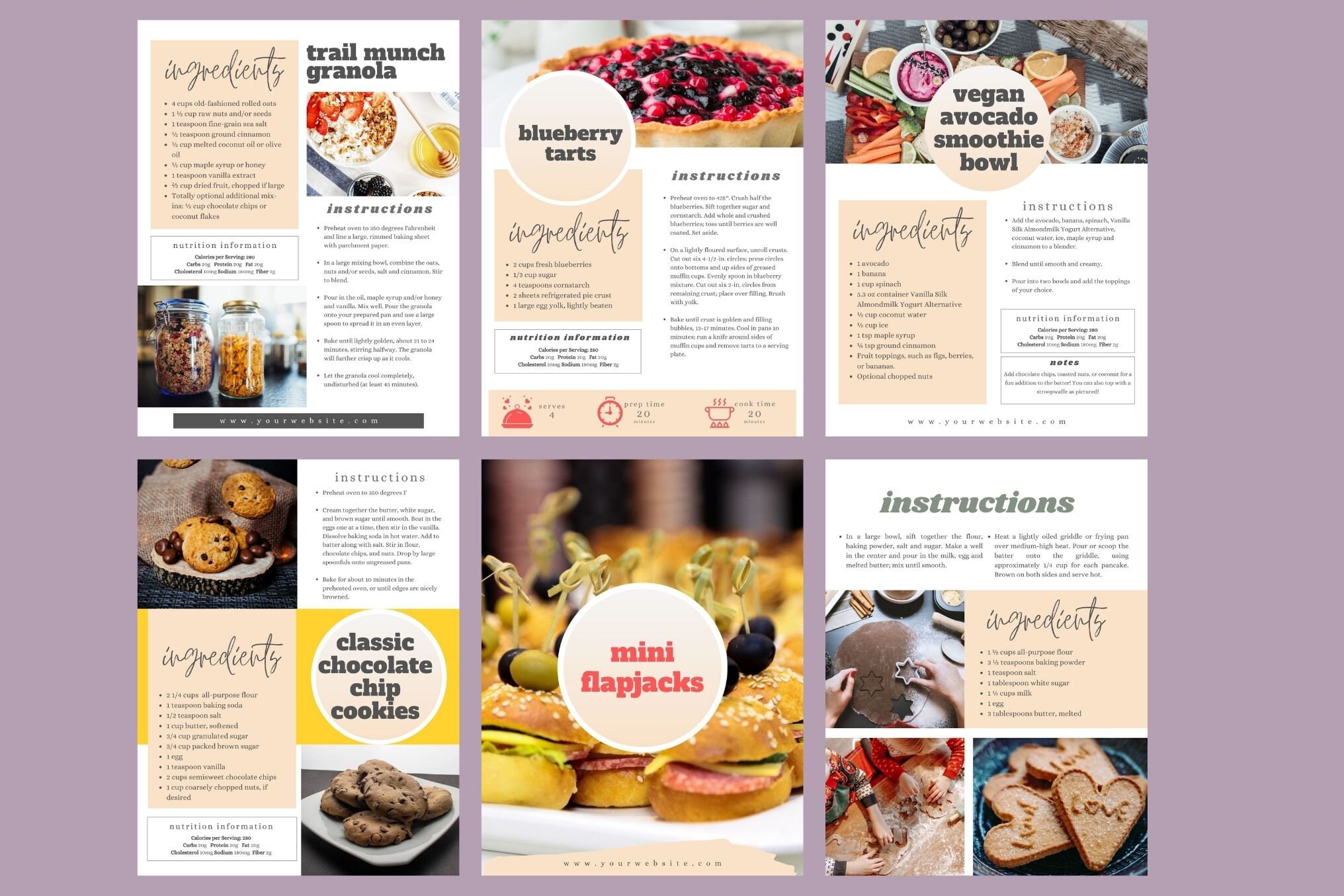 Printable Cookbook Template Canva, Cookbook Template Printable ...