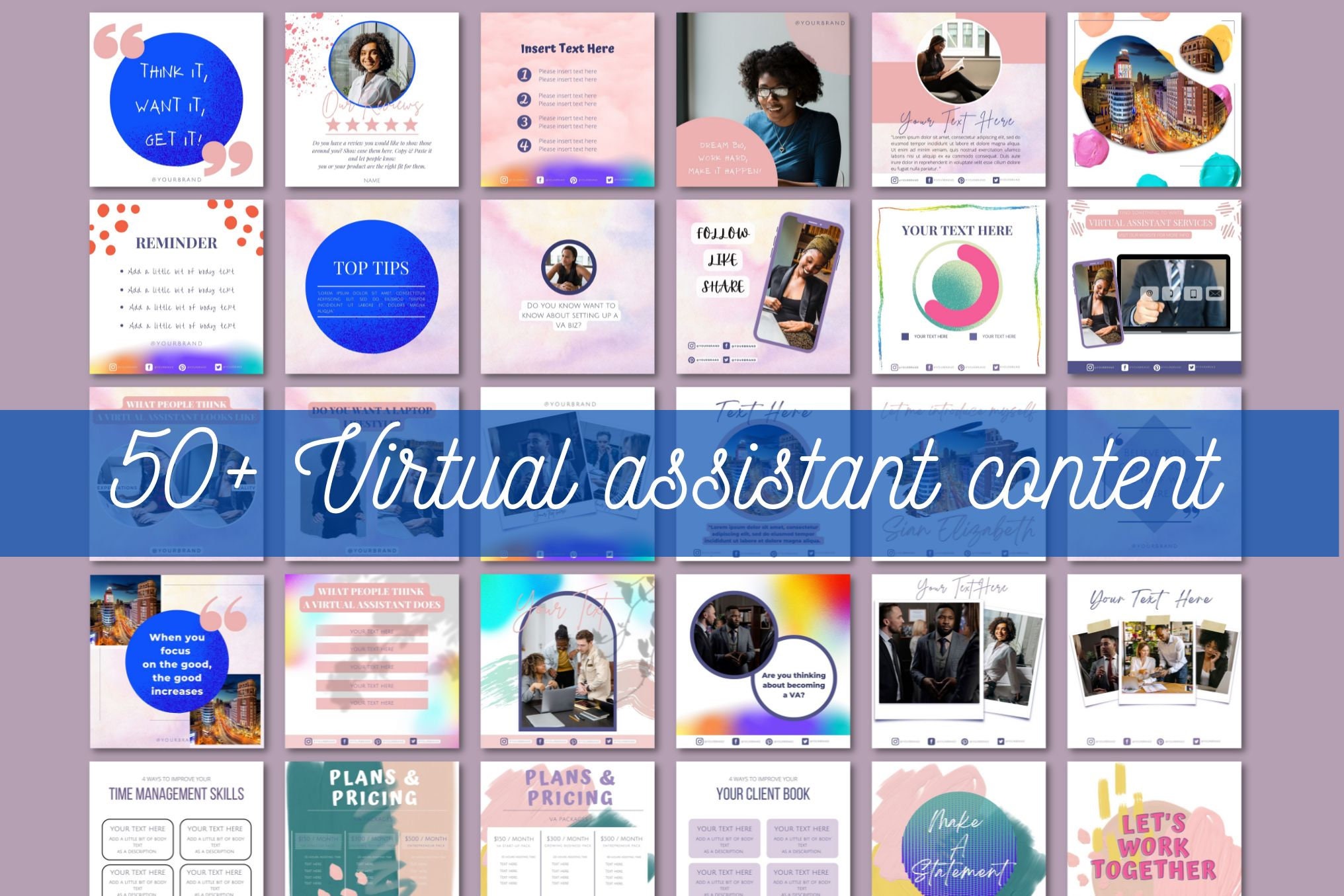 Virtual Assistant Instagram Template, Social Media Templates, V A ...