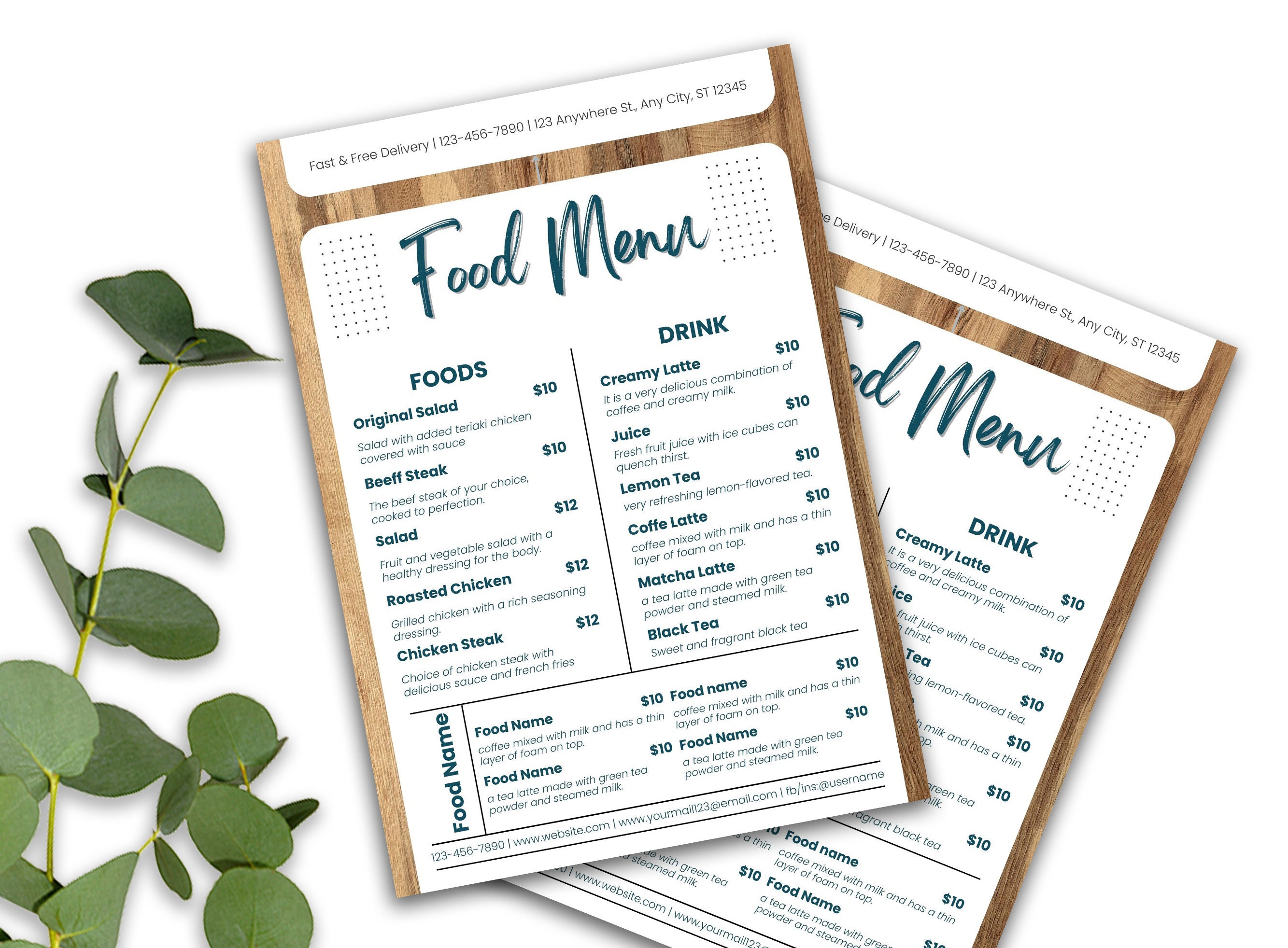 Restaurant Food Menu, Editable DIY Template Price,minimalist Restaurant ...