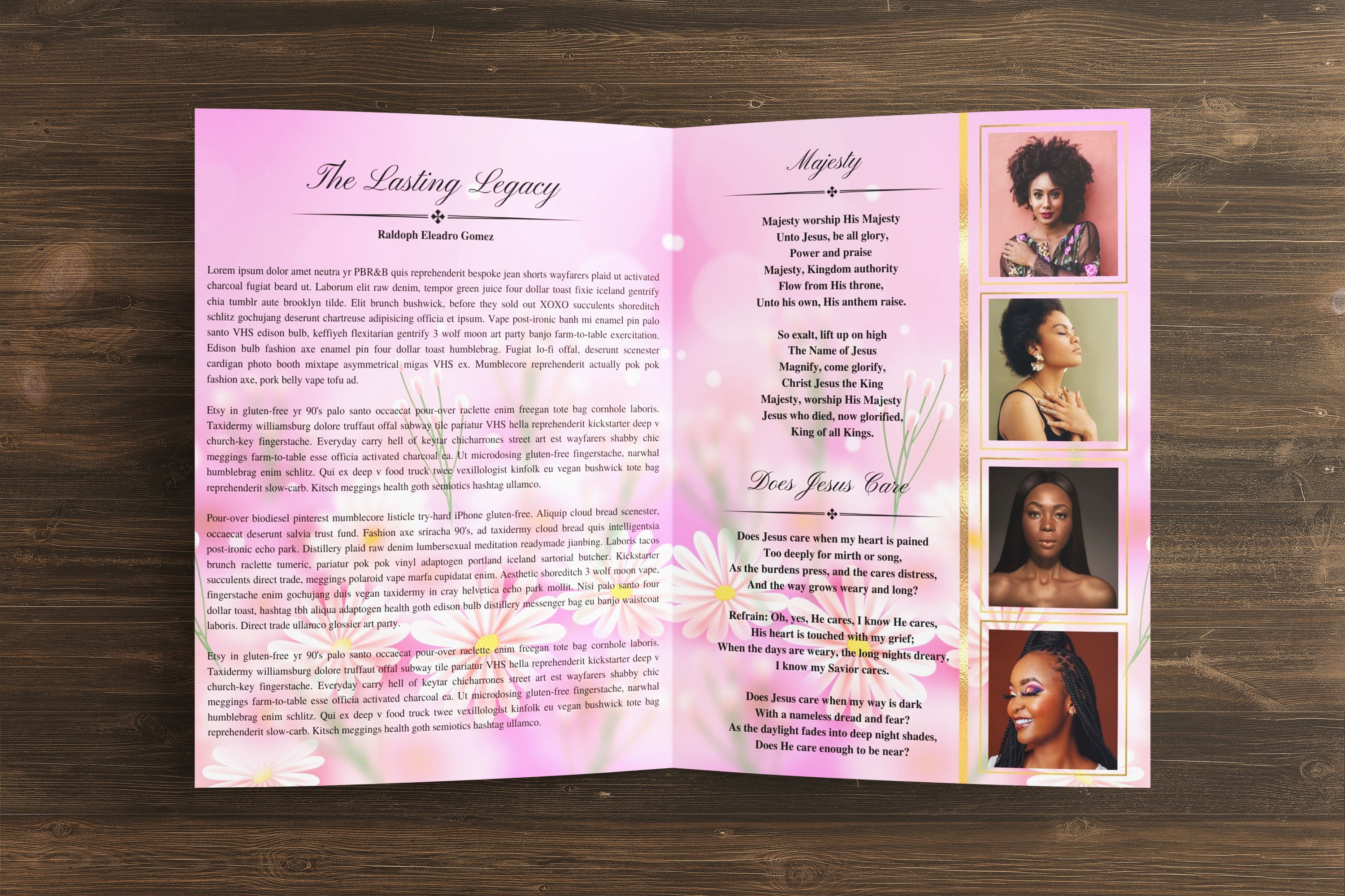 Pink Funeral Program Template 8 Page, Canva Funeral Template Printable ...