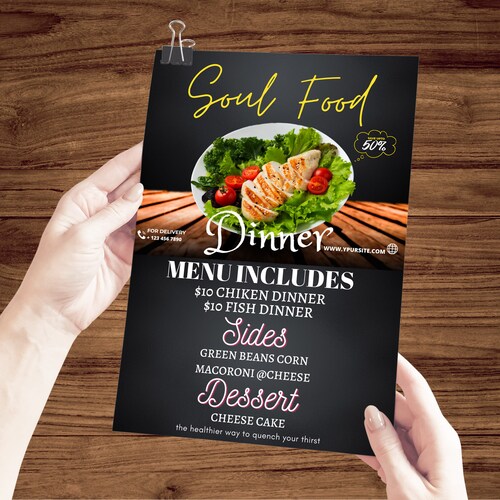 Soul Food Menu Flyer Template Food Dinner Fundraising Flyer - Etsy