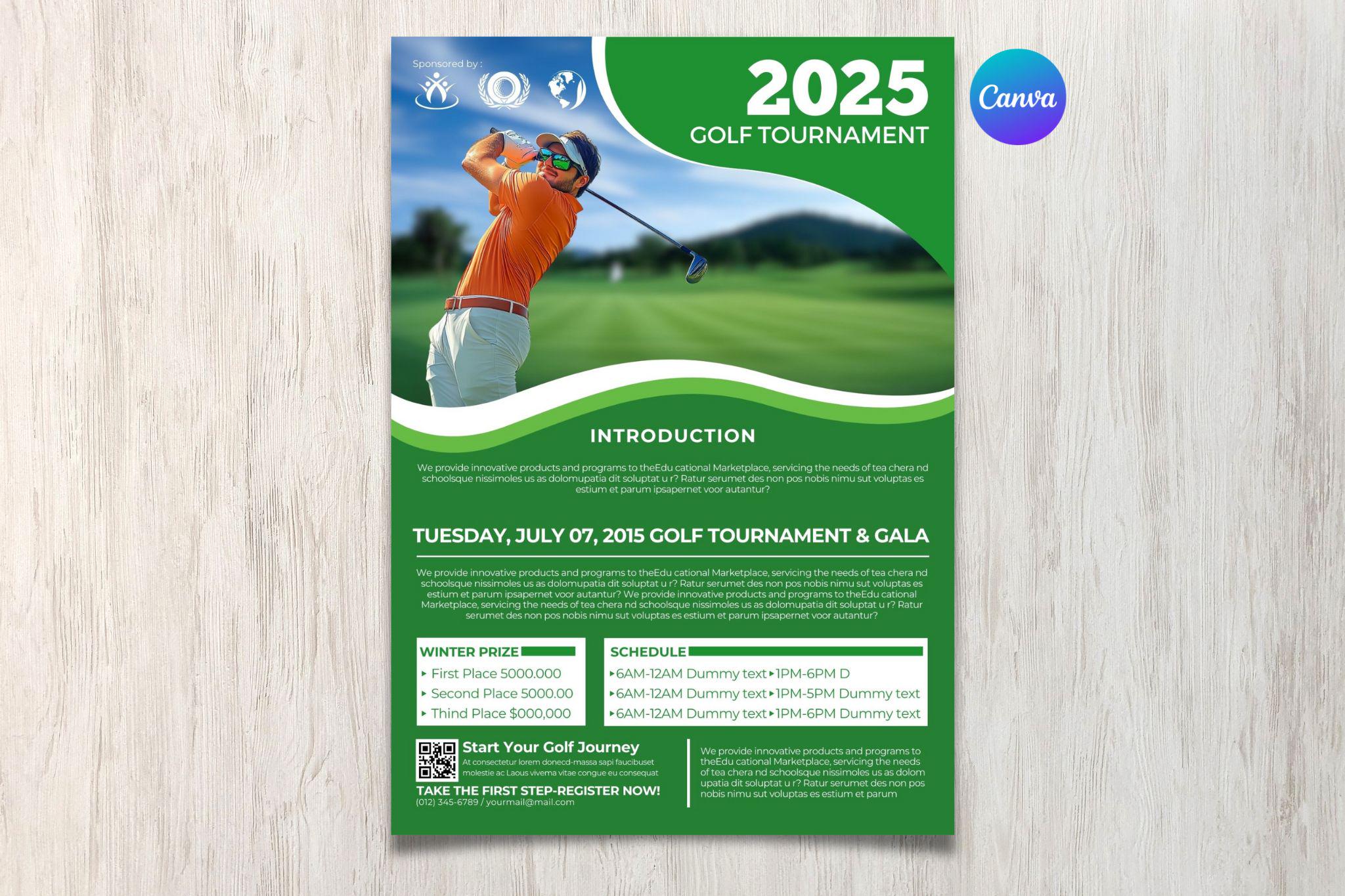 Editable Golf Tournament Invitation Flyer Template, Minimal Golf ...