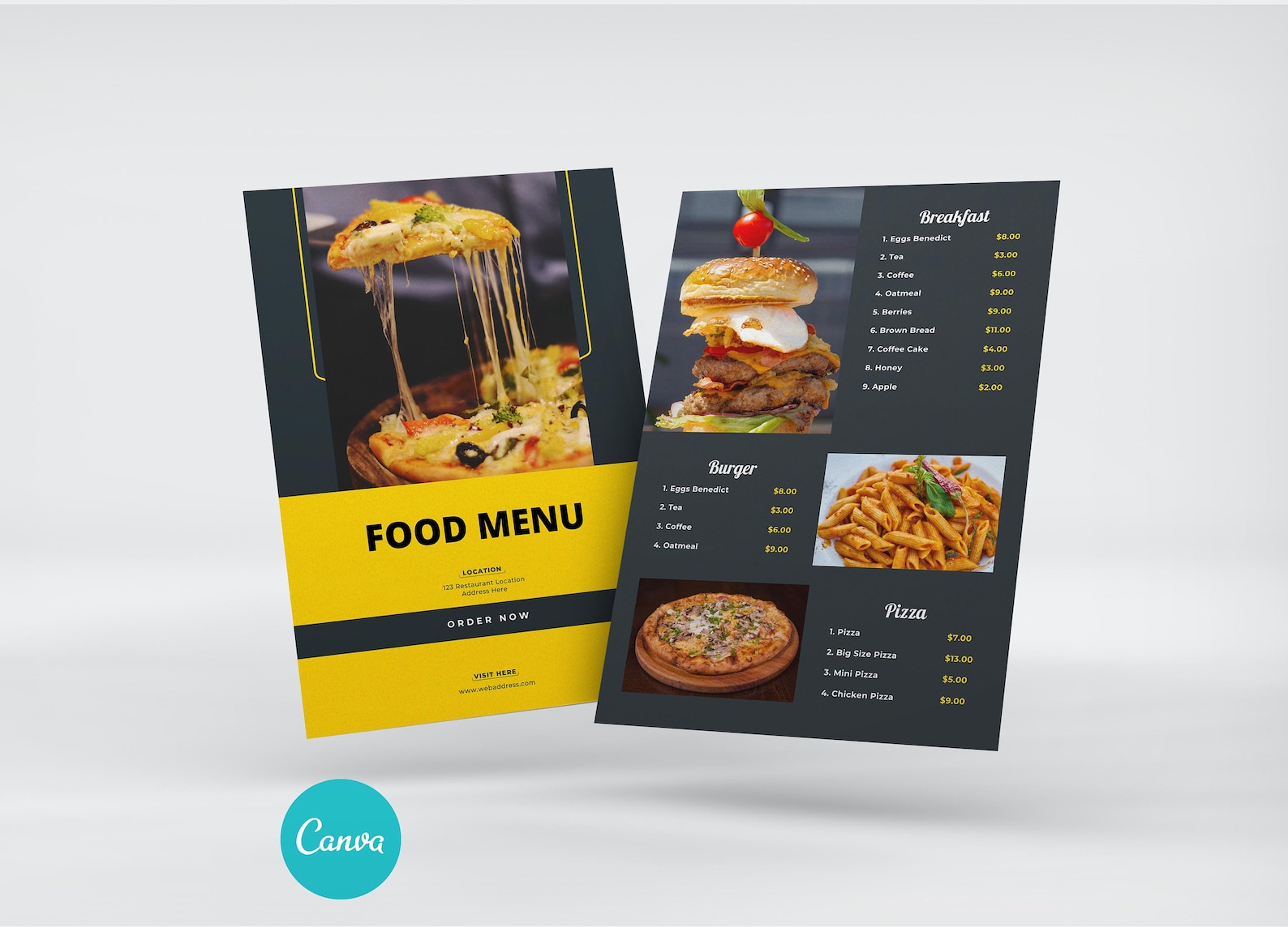 Fast Food Restaurant Menu Template Food Menu Template Canva - Etsy Canada