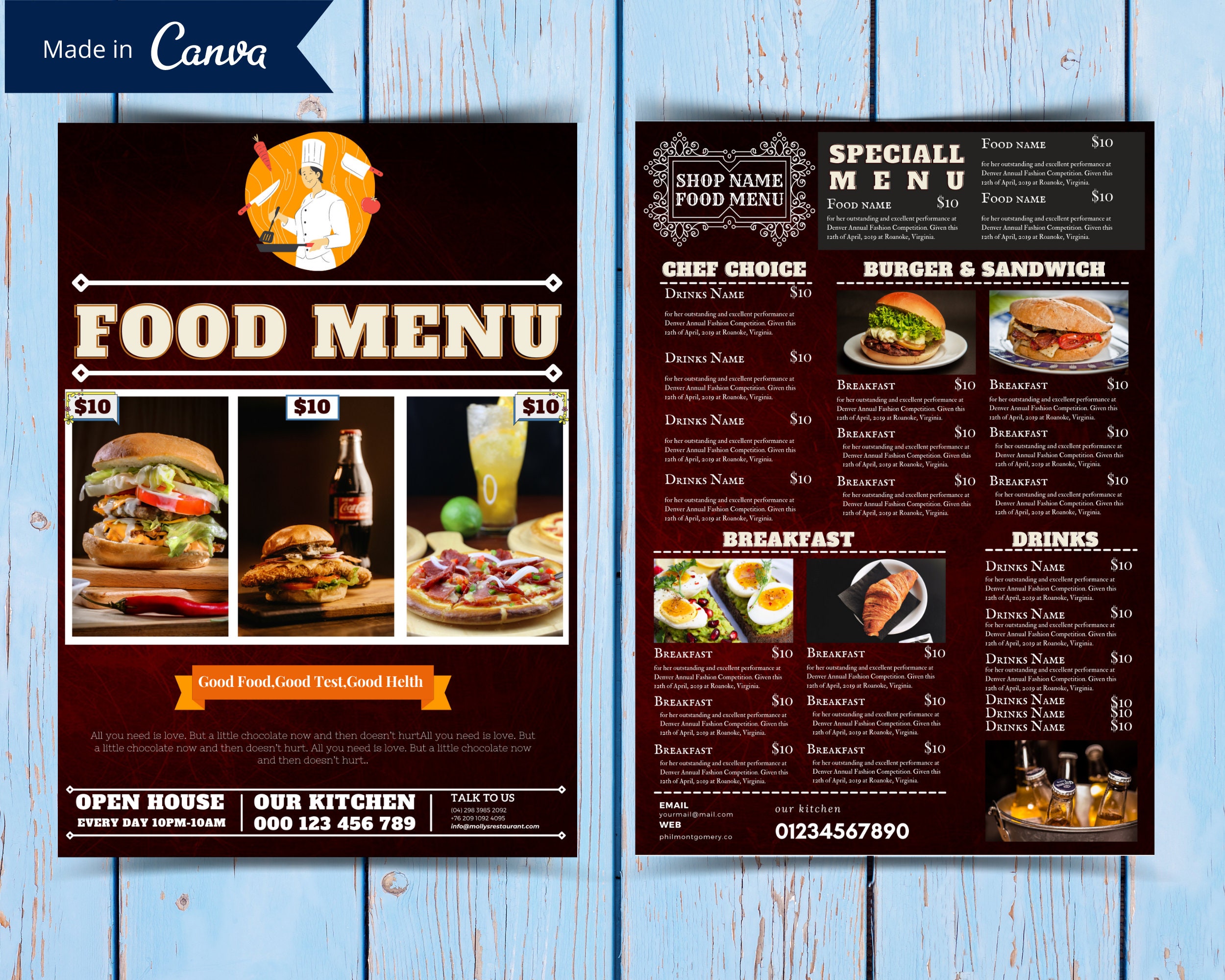 Food Menu Template,menu Template,food Menu,canva Templat,recipe Book ...