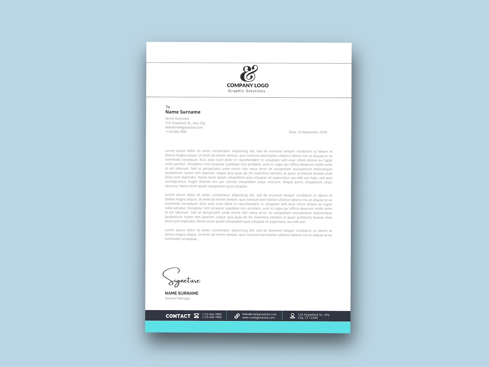 Editable Company Letterhead Template, Letterhead Business, Business ...