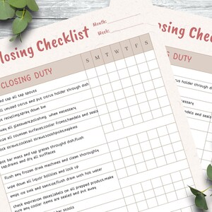 Editable Bar Closing Checklist, Restaurant Bar Cleaning List, Bar ...