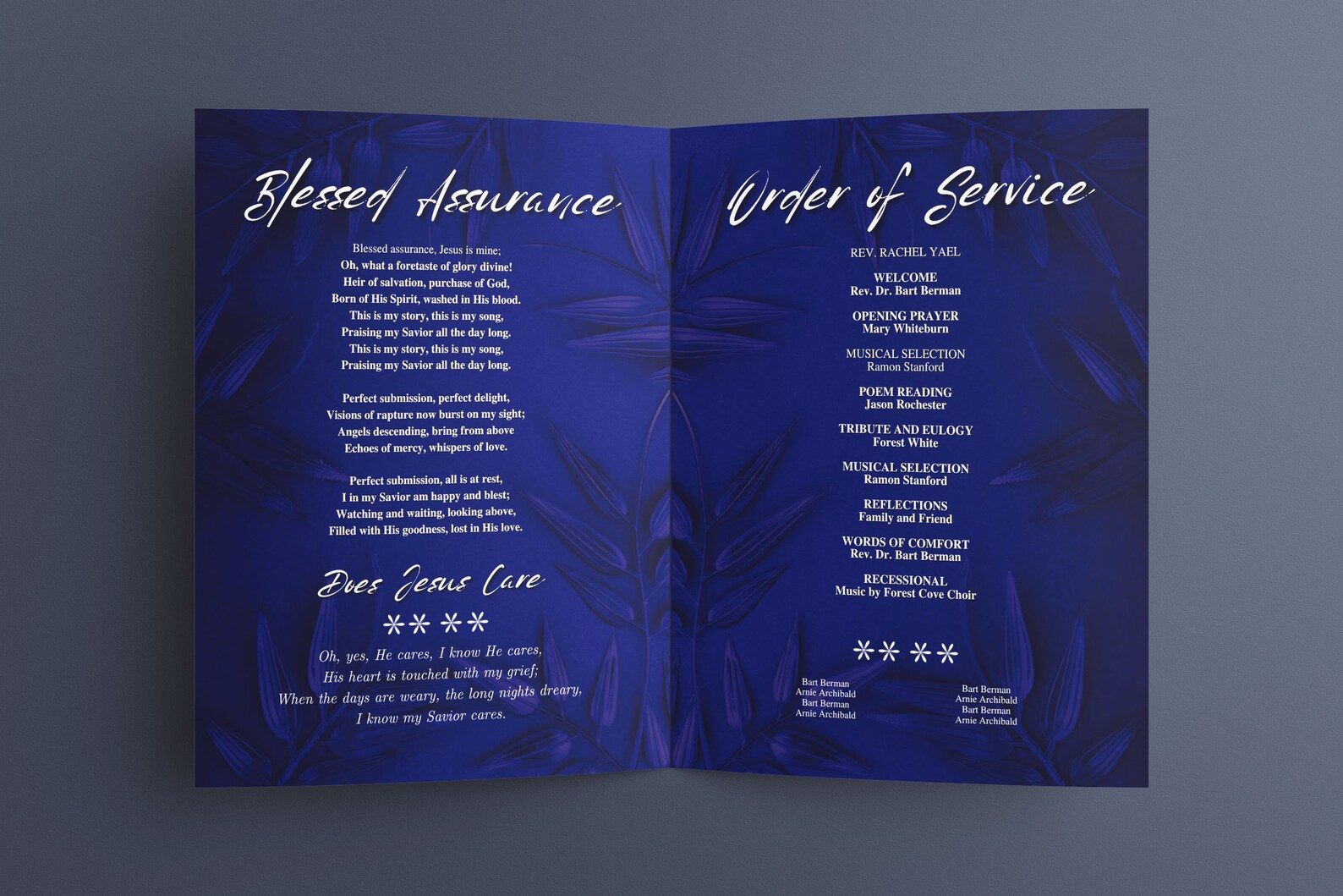 8.5"x11" BOOKLET Memorial Program (8 Pages), Blue Style Funeral Program ...