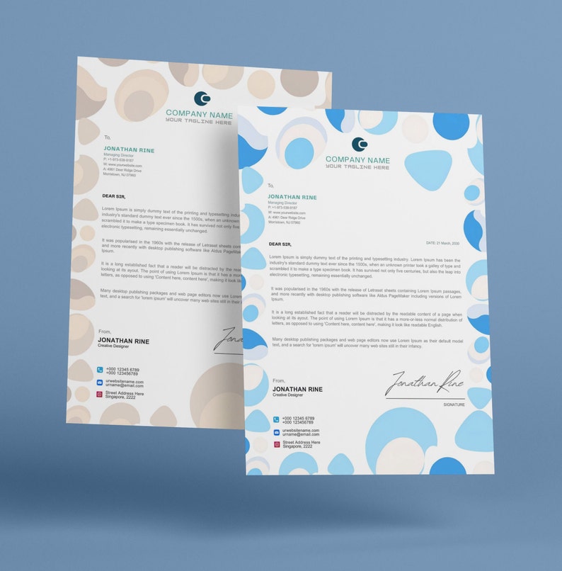 Modern Letterhead Template, Printable Letterhead Template, Editable ...
