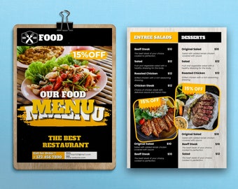 Restaurant Food Menu, Editable Template Price List, Business Menu ...