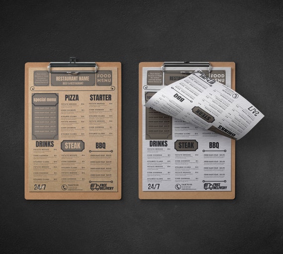 Vintage food menu DIY bar menu template bar menu | Etsy