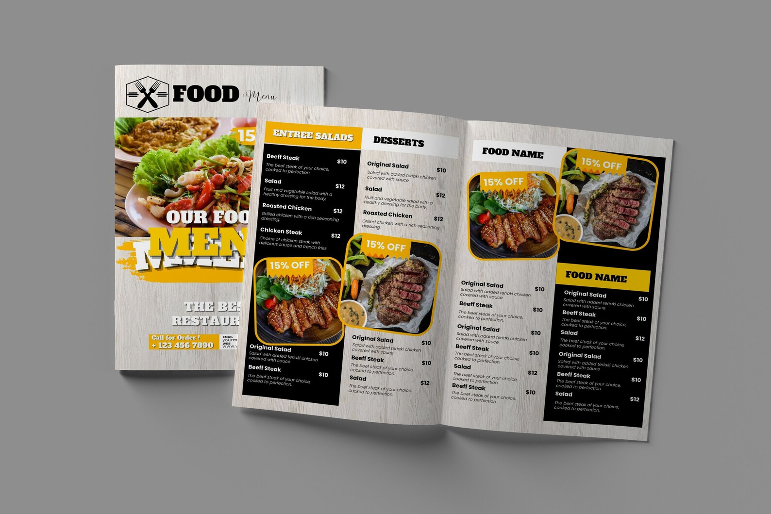 Bifold Food Menu Brochure Template, Editable Template Price List ...