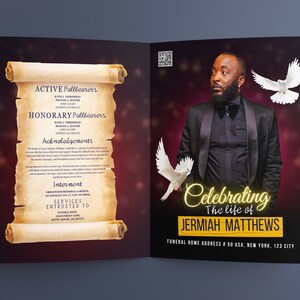 8 Page Green Funeral Program Template, Canva Funeral Booklet Template ...